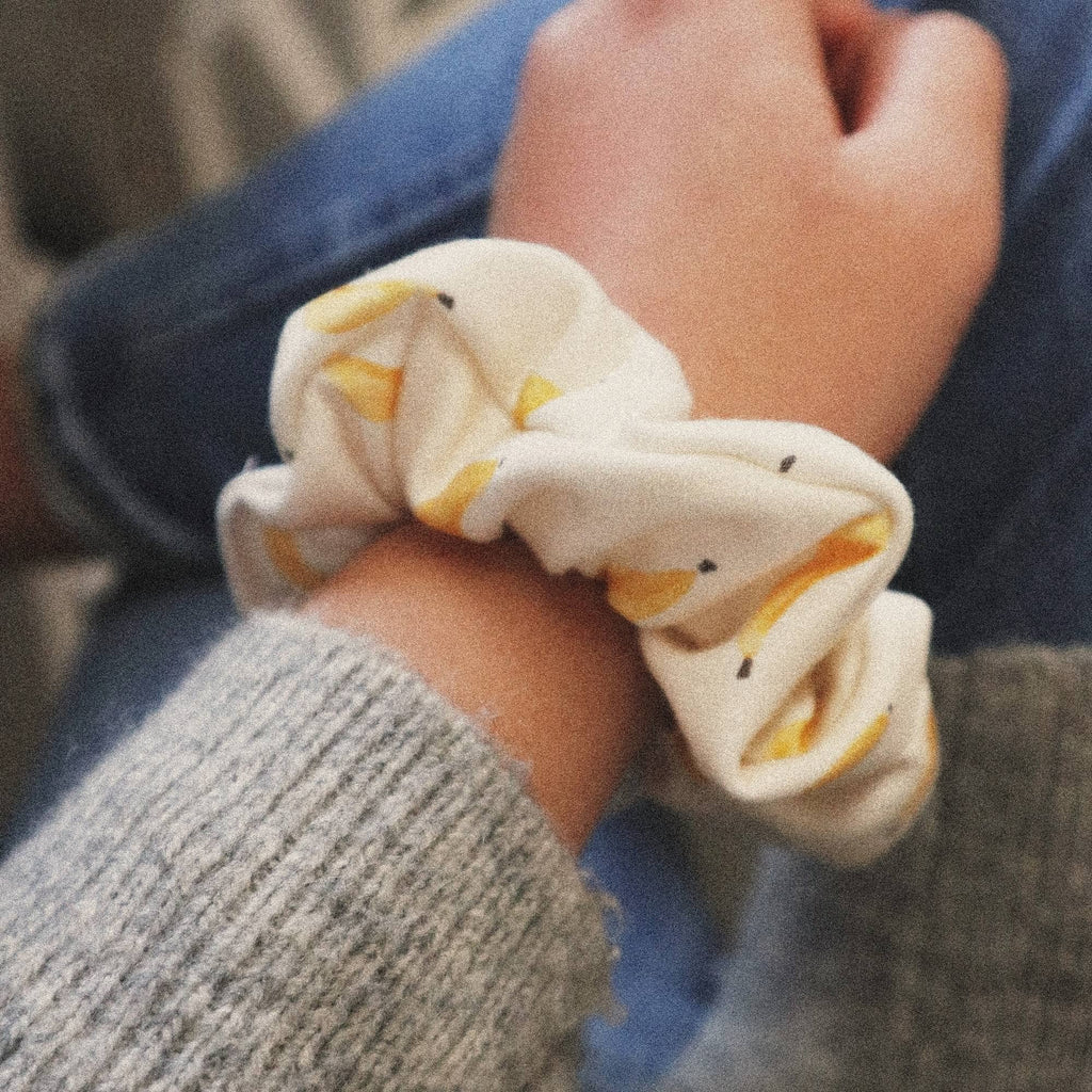 Organic Cotton Hair Scrunchie - Goin' Bananas – Sunday Sparks Clothing Co.